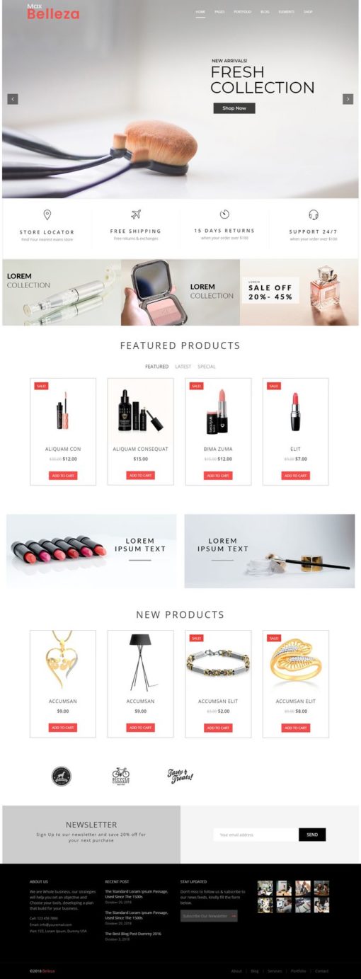Belleza Cosmetic Store WordPress Themes