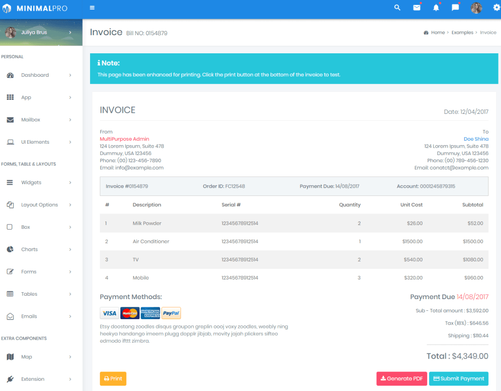 Minimal Pro - Responsive Bootstrap 4 Admin Template