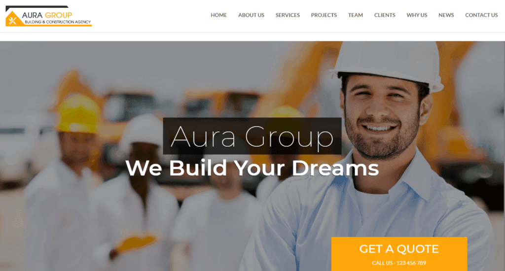 Aura - Construction Contractor Renovation Responsive HTML Template