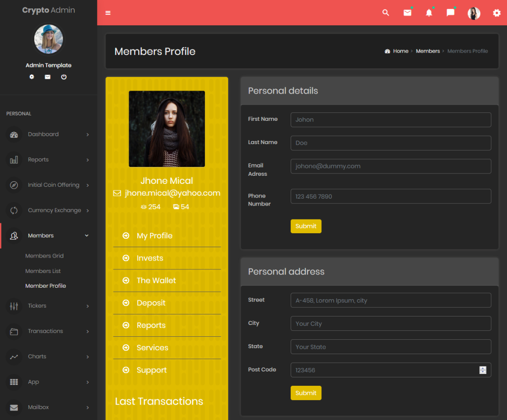 ICO Admin Template | Cryptocurrency Dashboard UI Kit | Admin Template