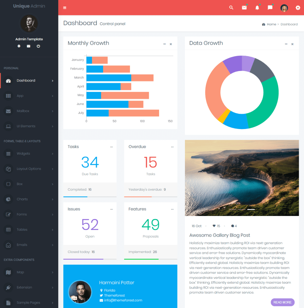 Unique Boxed Dashboard - Responsive Bootstrap Admin Templates