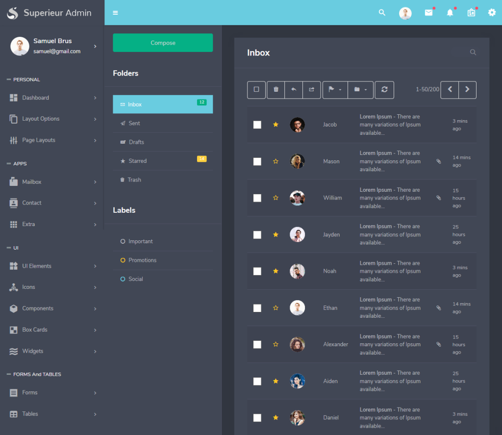 Superieur Bootstrap HTML Admin Panel Template | Admin Dashboard UI