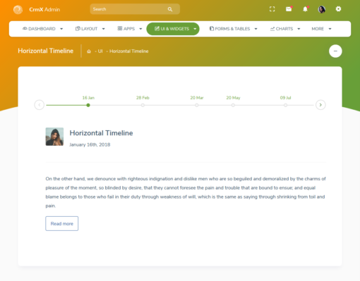 CrmX Horizontal Bootstrap Dashboard Admin Templates