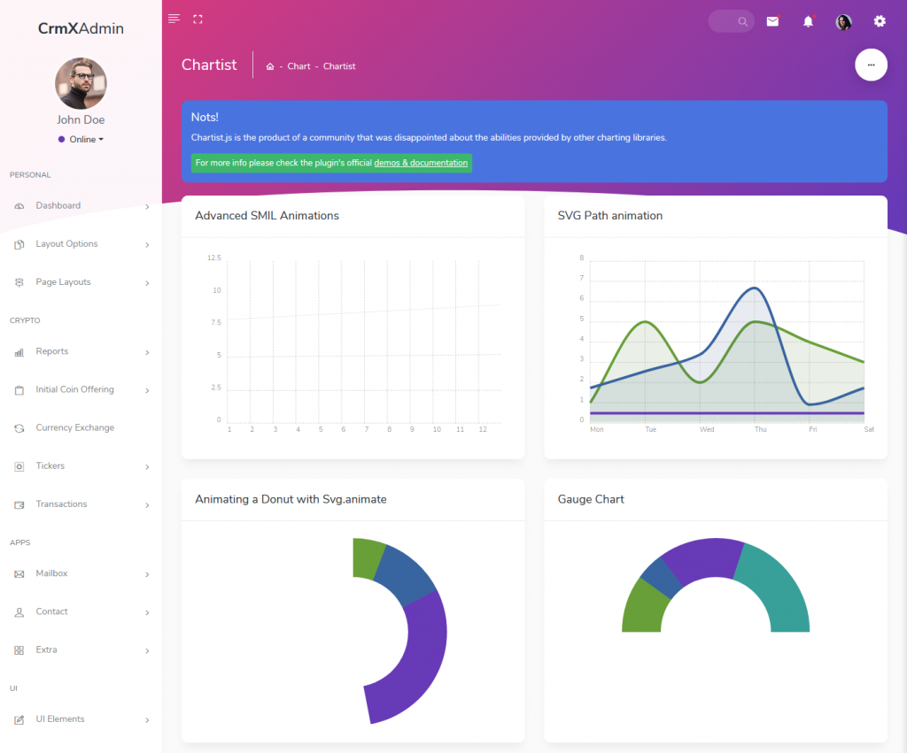 CrmX Cryptocurrency Dashboard Admin Template | Admin Template