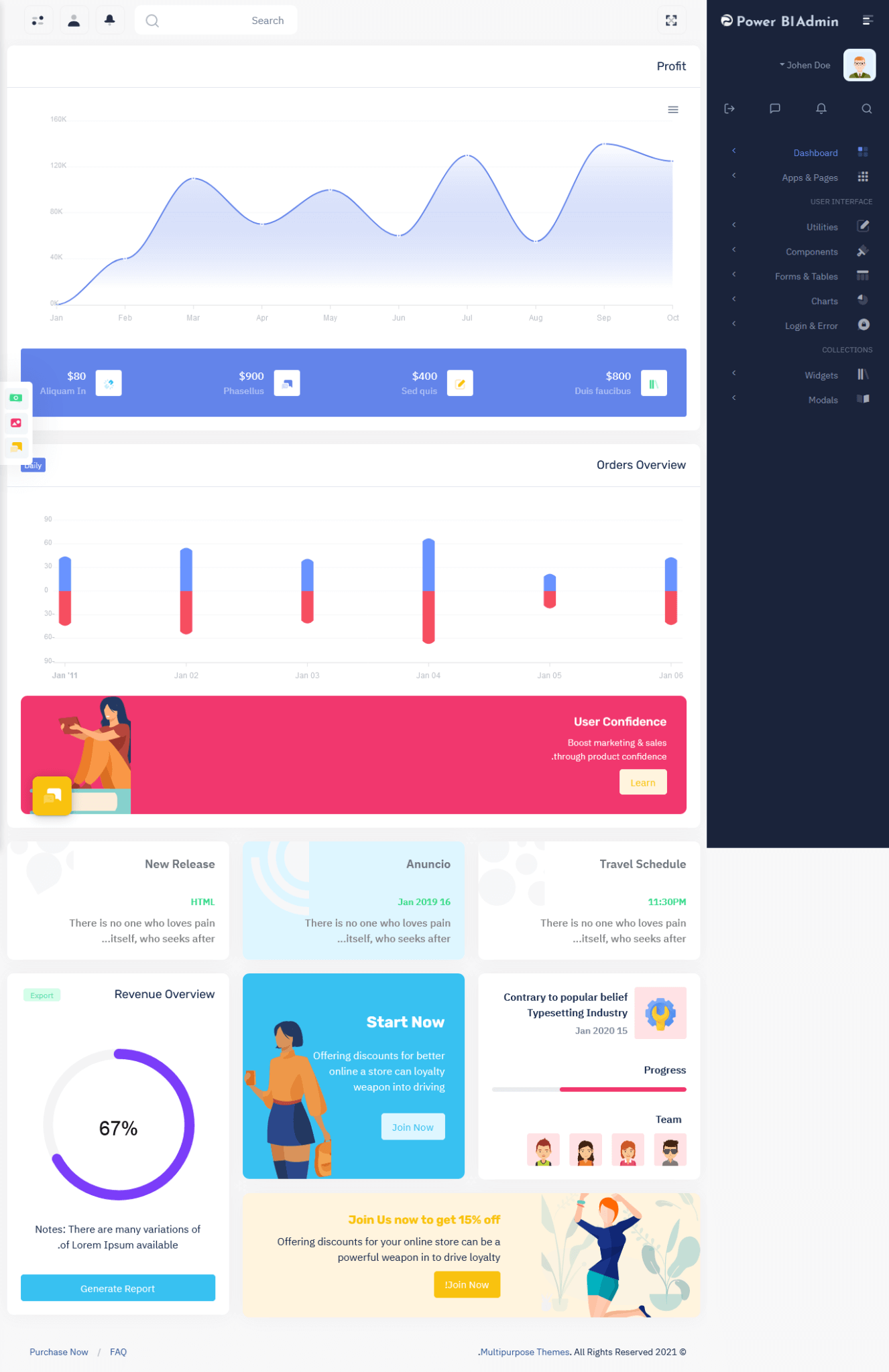 Light RTL Power BI Template with UI Framework | Microsoft Power BI