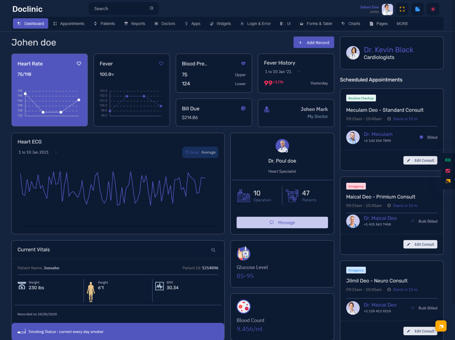 Responsive Bootstrap Admin Templates with Admin Theme Medical