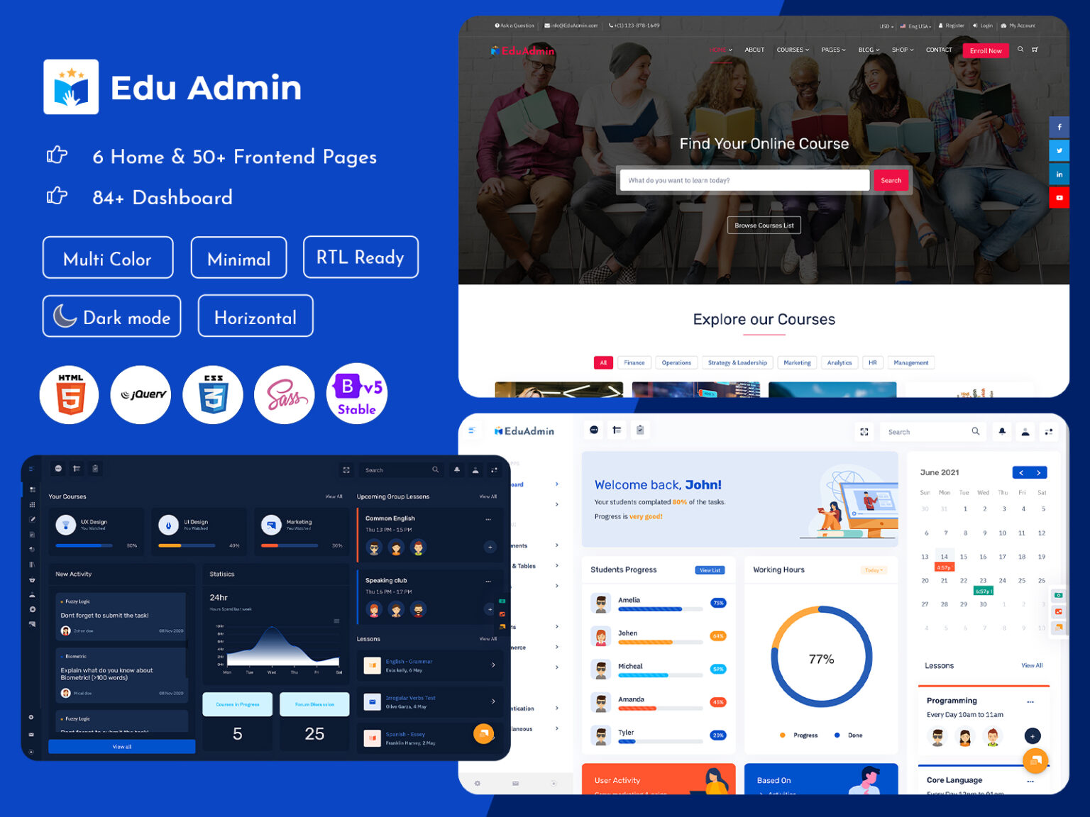 Education Bootstrap 5 Admin Templates with Job Board HTML Template