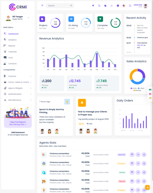 CRM Admin Dashboard Template Bootstrap 5 with Admin Panel