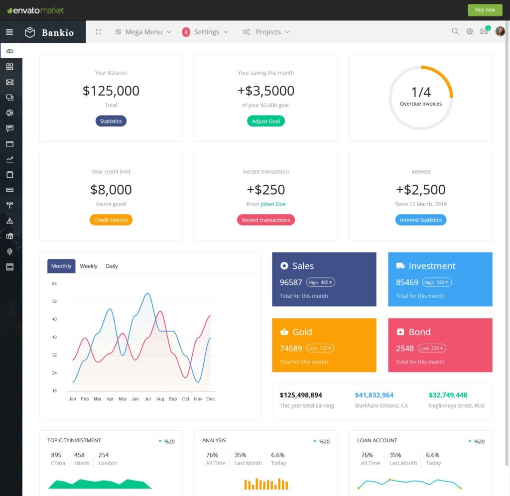 Bootstrap Dashboard Admin Template WebApp for Banking Dashboard