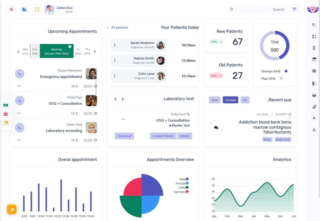 Hospital Dashboard for Medical Patients Bootstrap 5 Admin Template