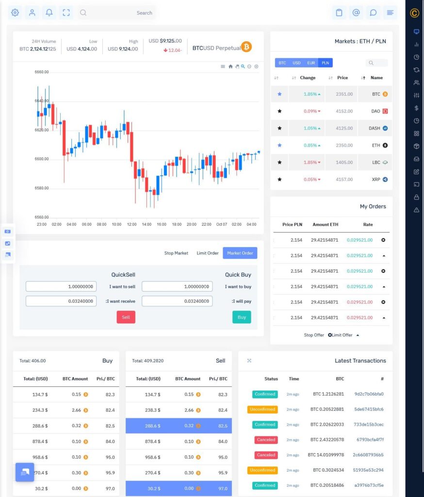 Bitcoin Cryptocurrency Dashboard Template with ICO Crypto UI Kit