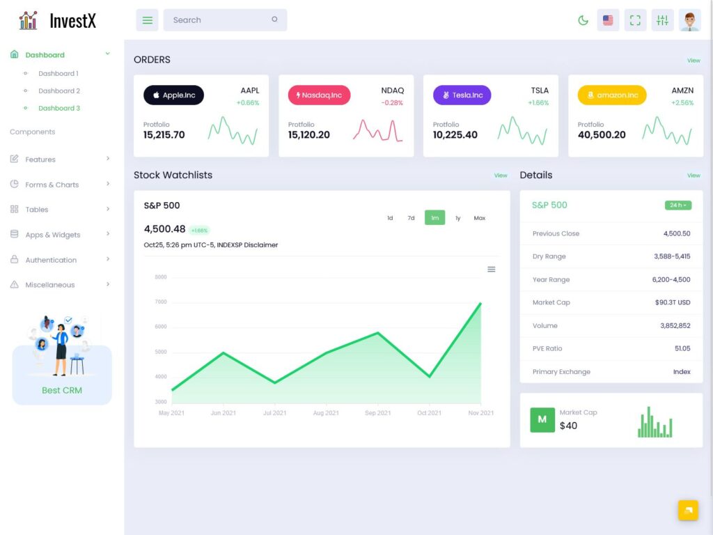The Most Powerful Investment Portfolio Admin Dashboard Template