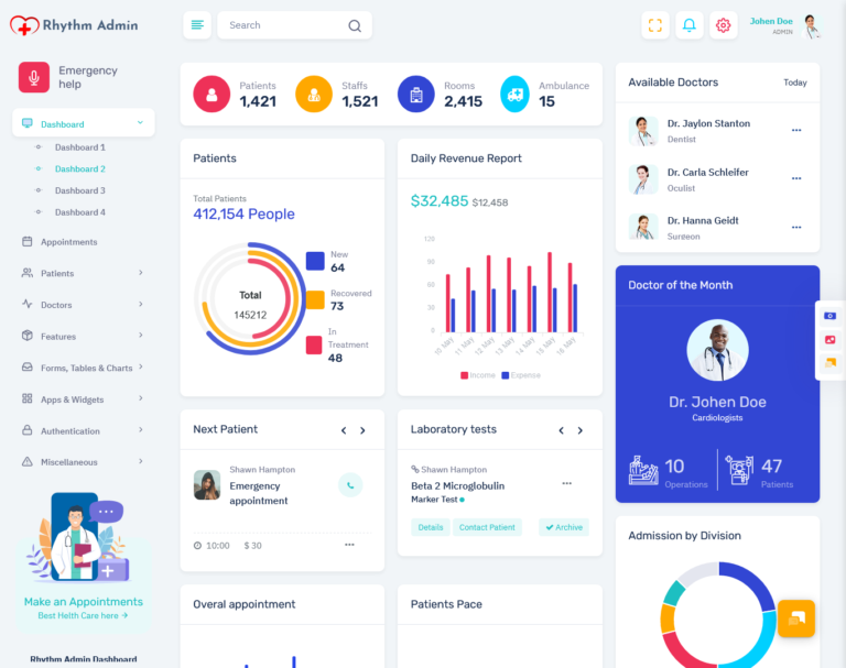 Medical Dashboard Responsive Bootstrap 5 Admin Template - Rhythm