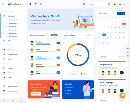 Benefits of Using an LMS Dashboard Template | Admin Dashboard
