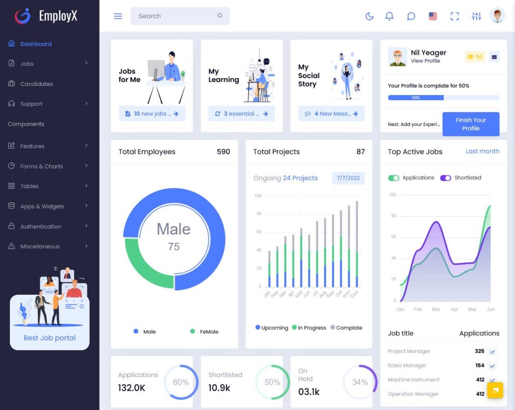 Premium Bootstrap 5 Career Admin Dashboard Template