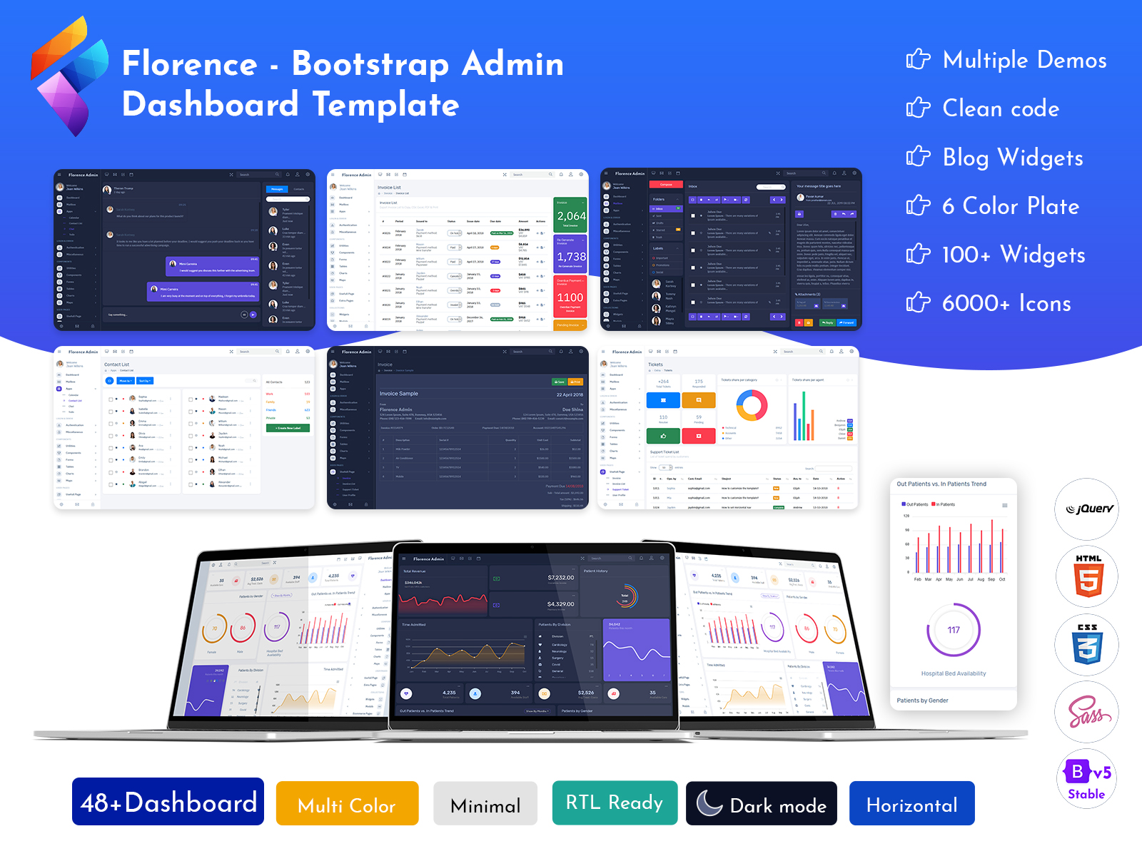 Responsive Admin Dashboard Template - Florence
