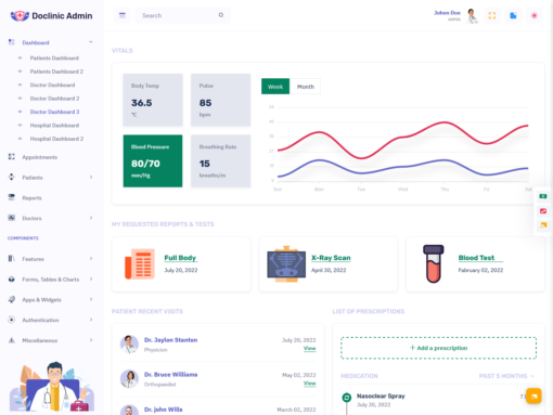 Different Examples Of Hospital Medical Admin Dashboard Template