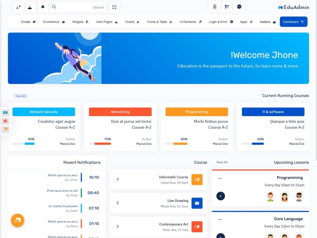 Online Education Courses HTML Templates fully Responsive Dashboards