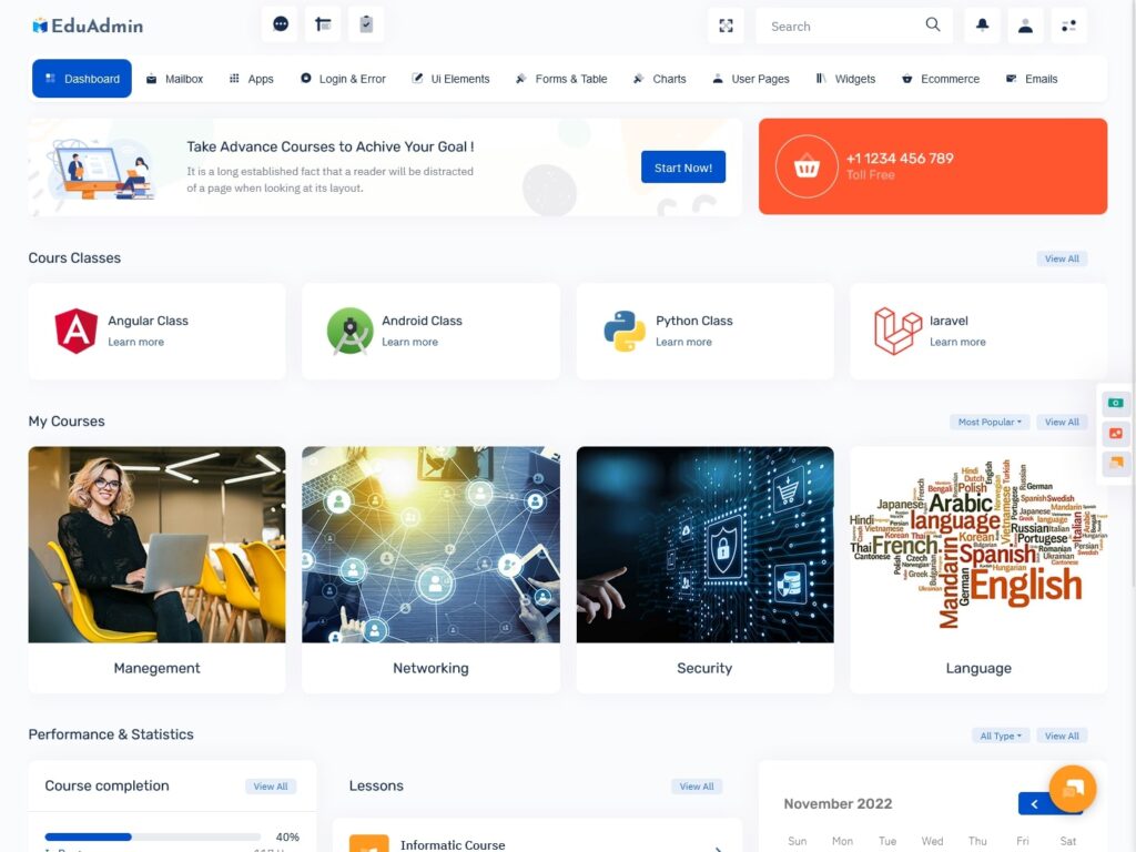 Online Education Courses HTML Templates fully Responsive Dashboards