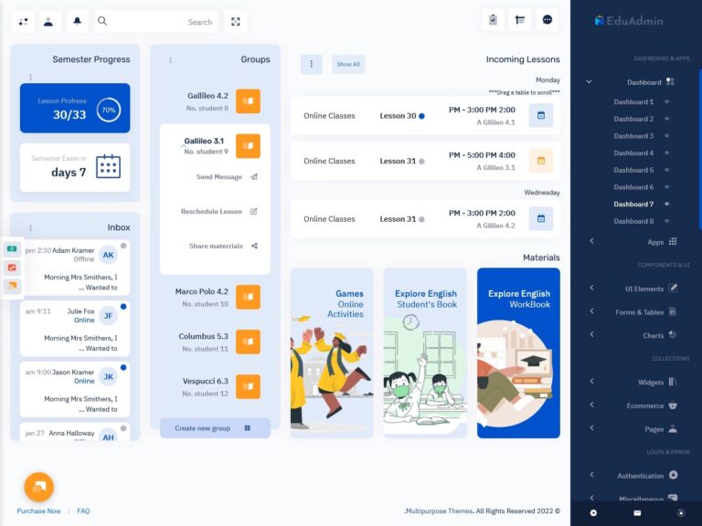LMS Dashboard Education Admin Template Bootstrap UI Kit – Eduadmin
