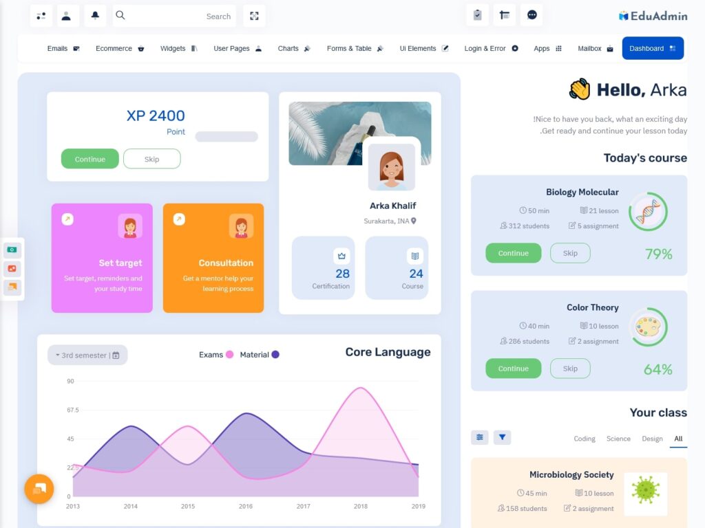 LMS Dashboard education learning management system Bootstrap 5 UI Kit