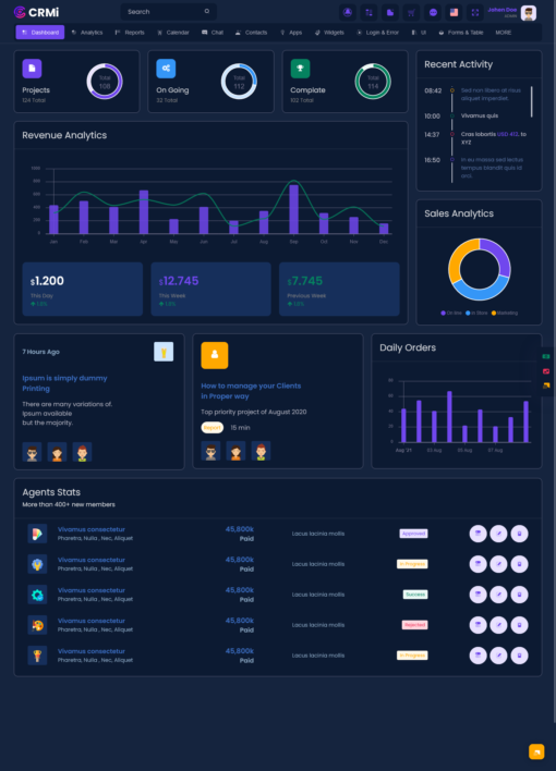 Crm Dashboard For Backend Ui Interface Webapps