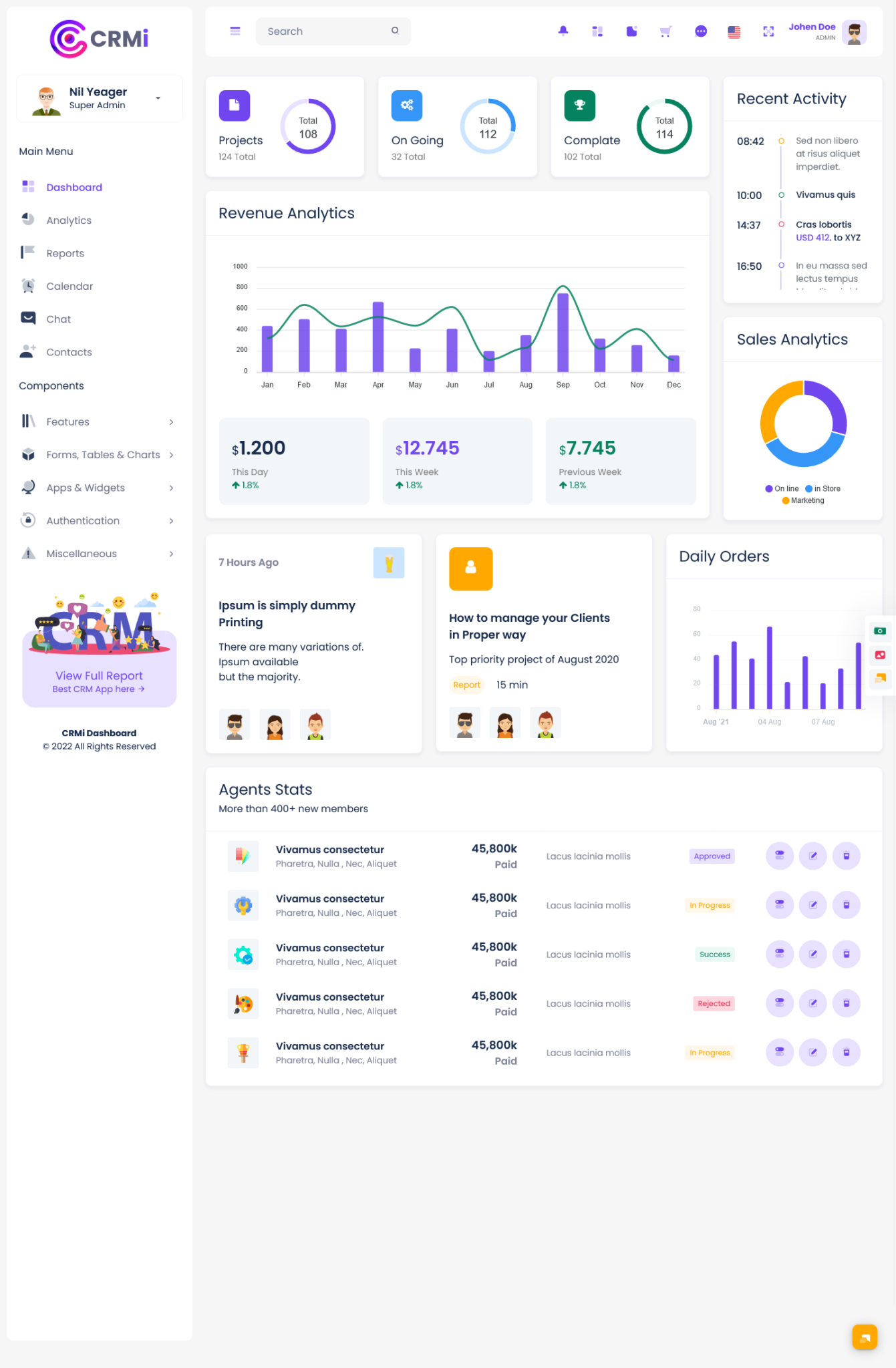 CRMI LTR Light Dashboard -2 - MultiPurpose Themes