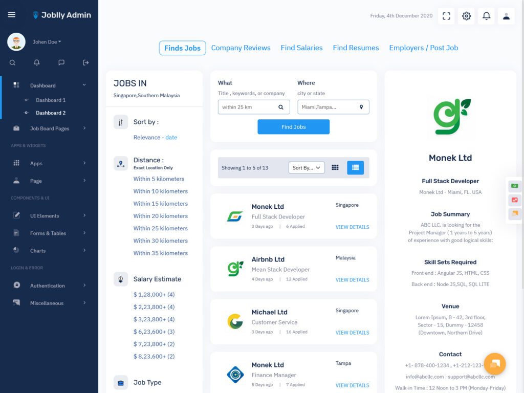 Bootstrap 5 Admin Dashboard Job Board Employment 2023