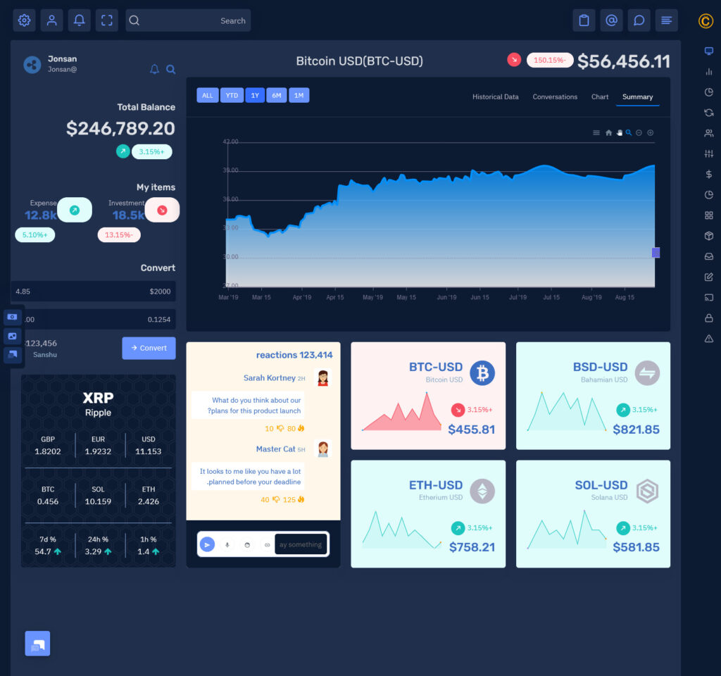 Best Bitcoin Cryptocurrency Dashboard Template And Bitcoin Crypto UI Kit