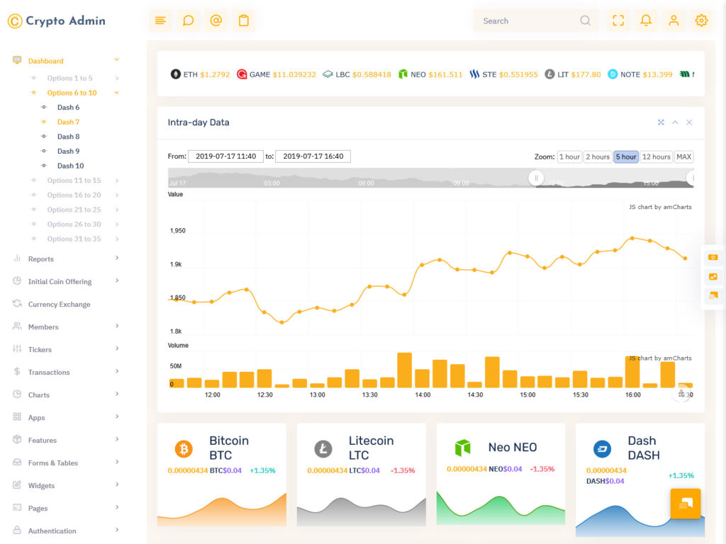 Cryptocurrency Dashboard Admin Template With Bootstrap Ui Framework