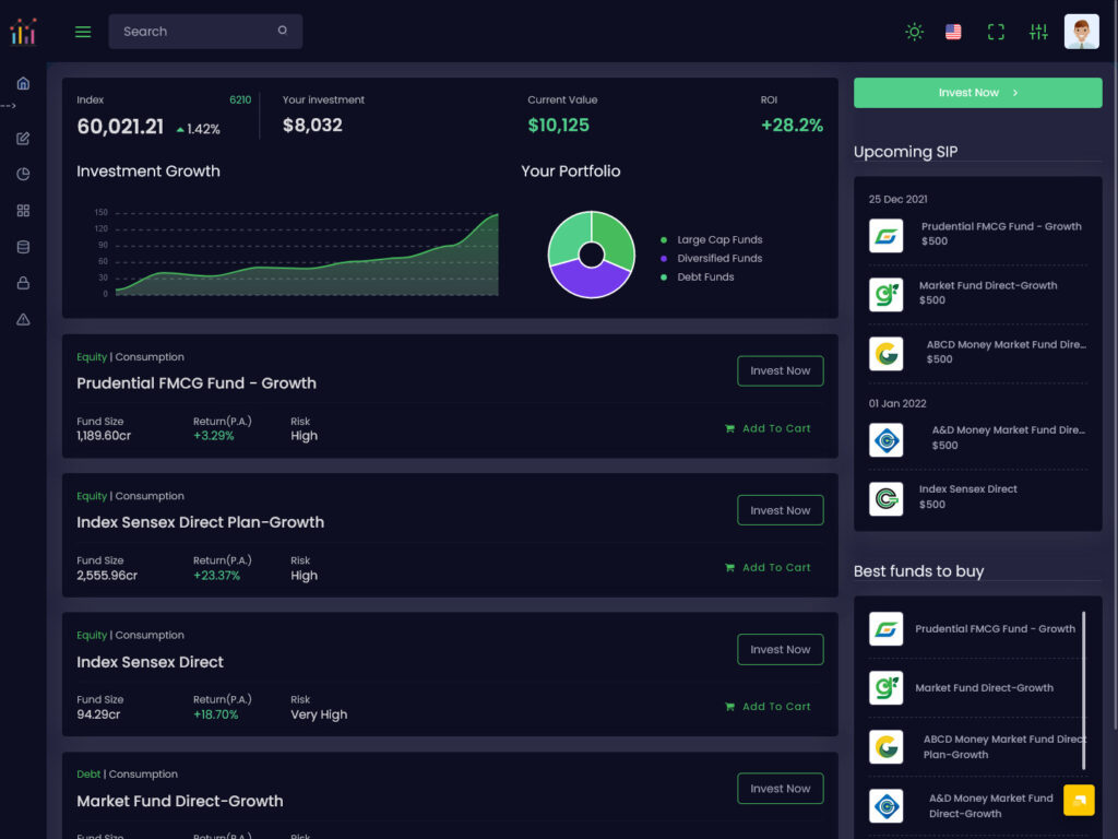 Investment Portfolio UI framework with Bootstrap 5