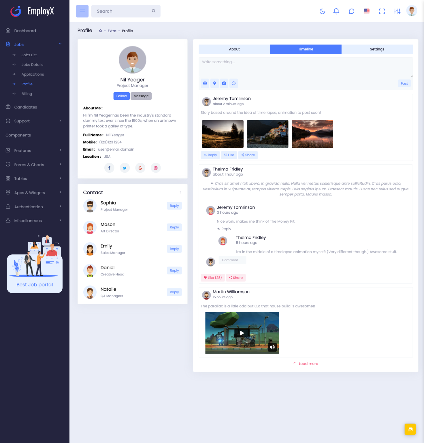 Job board UI framework with Bootstrap 5 web apps