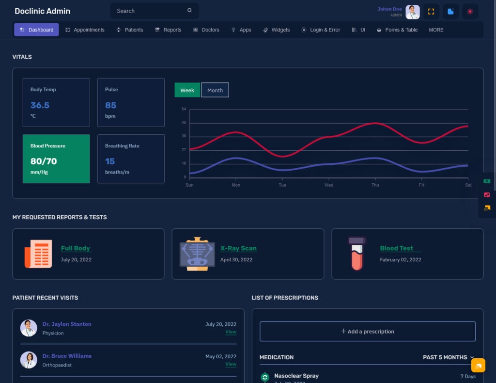 Best Responsive Medical Dashboard with Bootstrap UI Kit - Doclinic