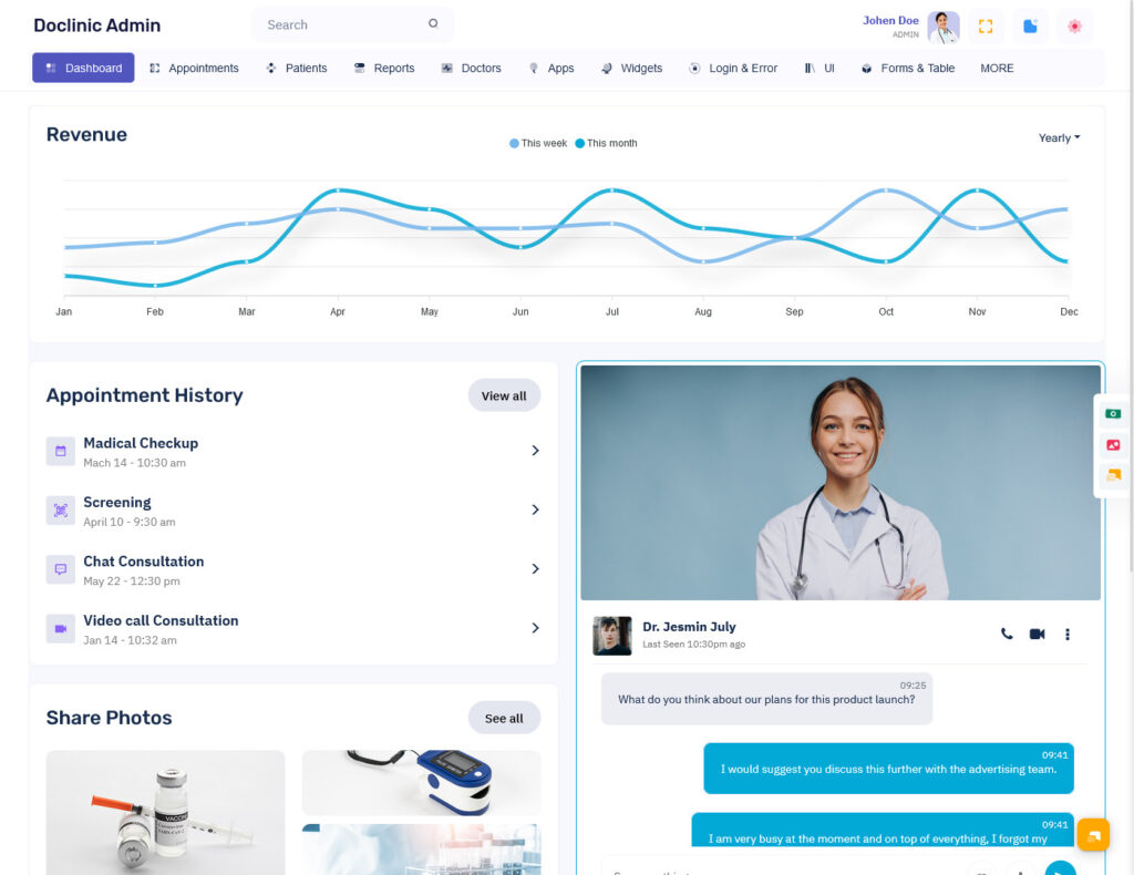 Best Responsive Medical Dashboard with Bootstrap UI Kit - Doclinic