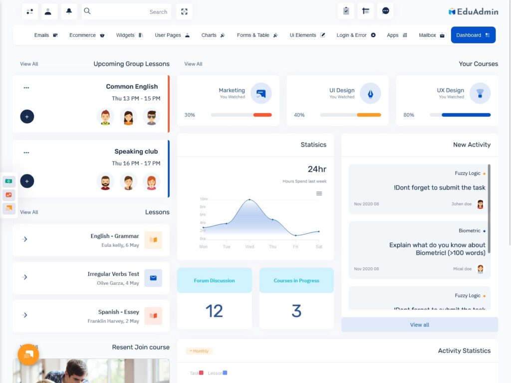 Best Bootstrap HTML to create an Online Course Dashboard in 2023