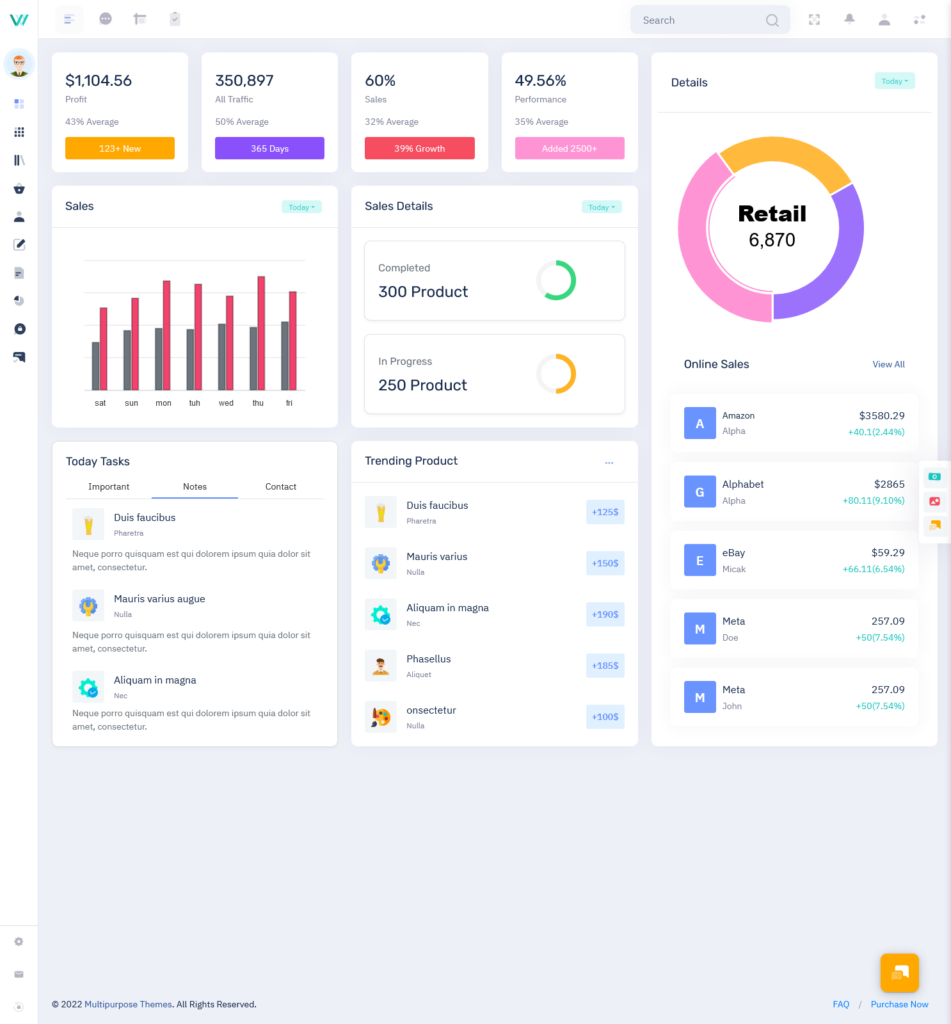 Unique Mini Sidebar Admin Panel Dashboard of WebkitX Admin