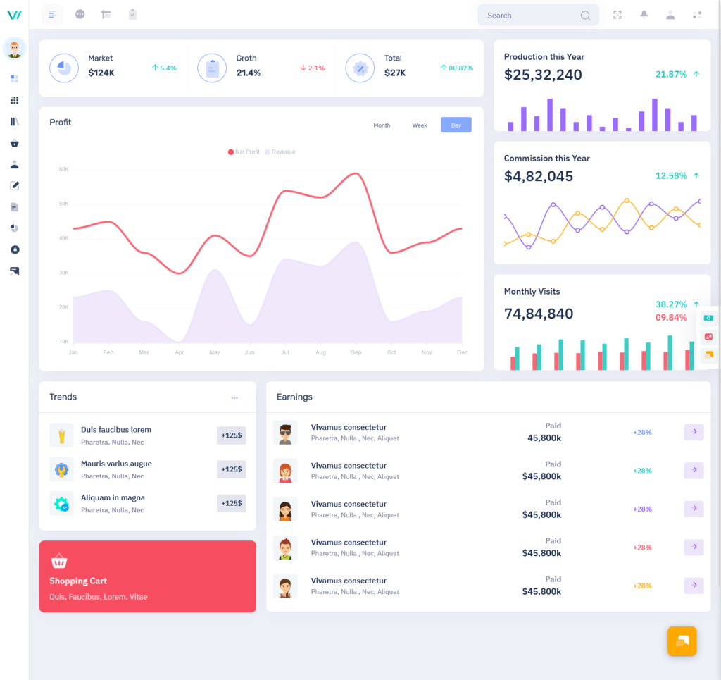 Unique Mini Sidebar Admin Panel Dashboard of WebkitX Admin