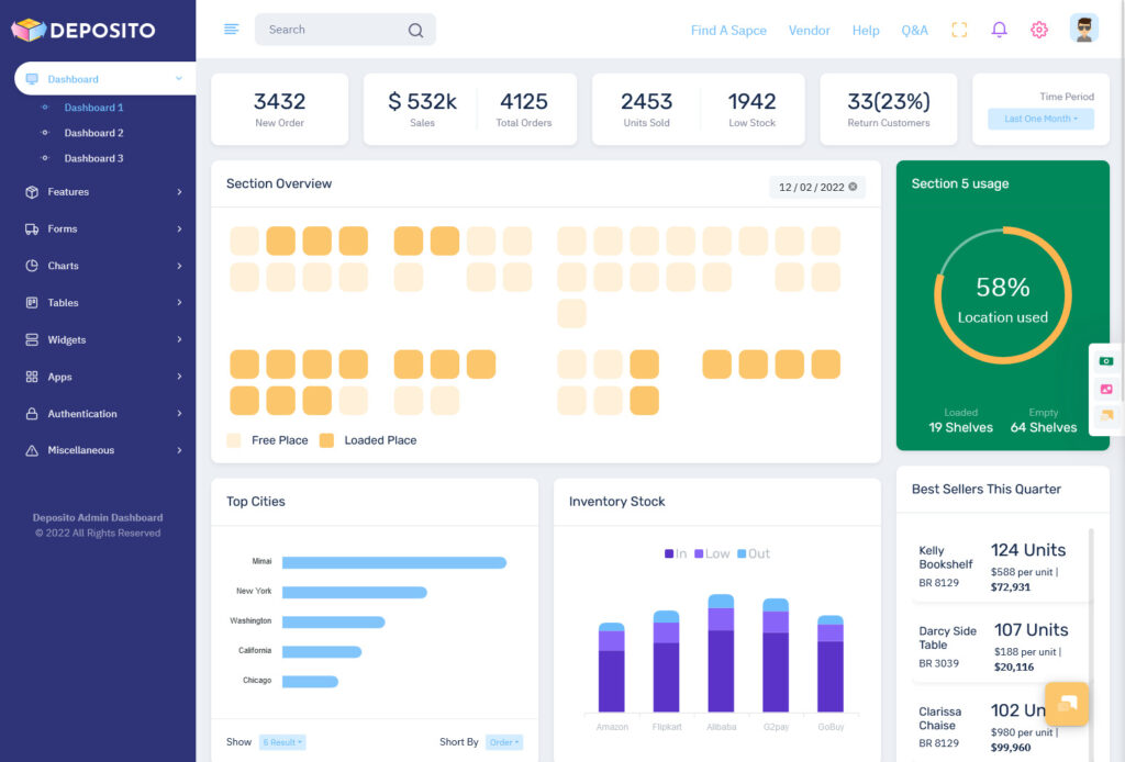 Warehouse and Logistics Dashboard on bootstrap 5 Template