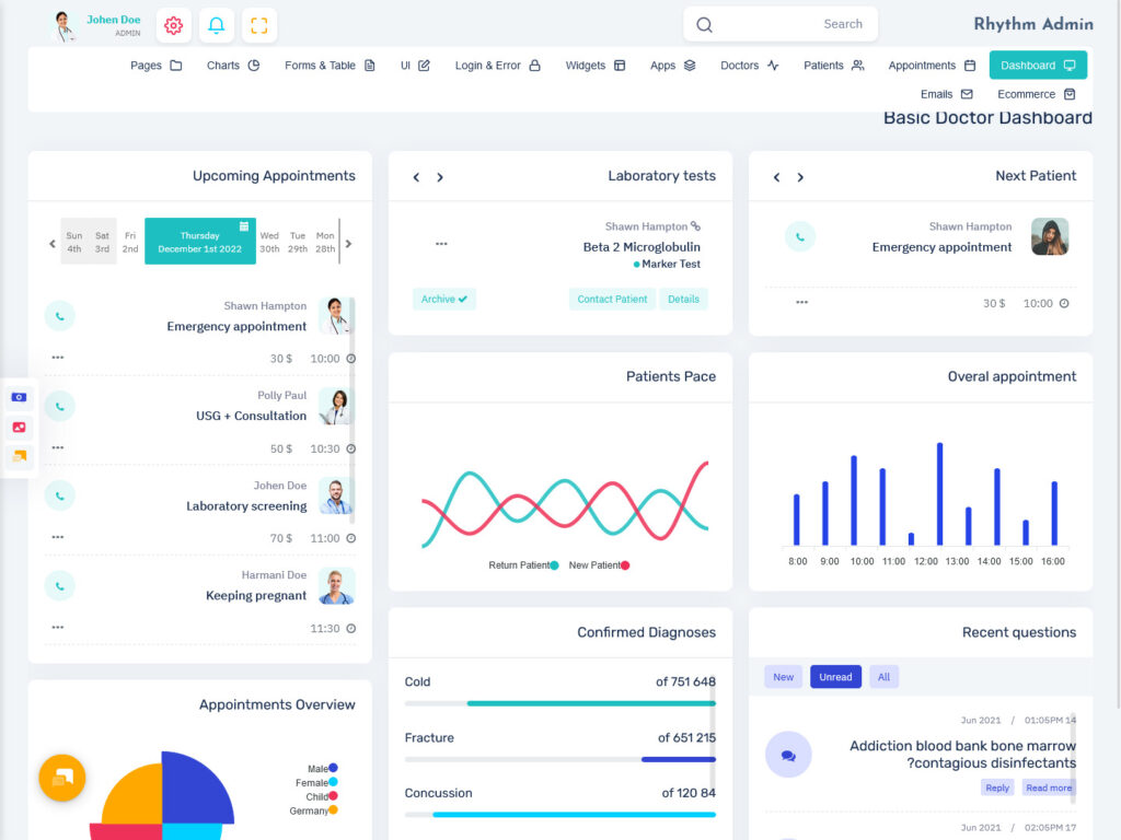 Hospital Dashboard Bootstrap 5 Template for Software
