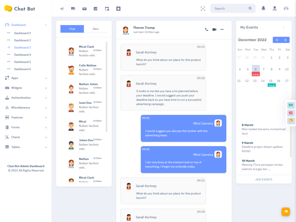 Bootstrap WebApp Template With Creative Dashboard Design - Chat Bot