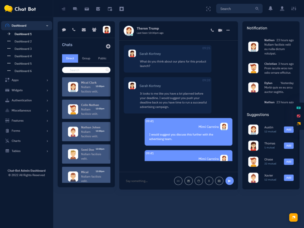 Unique Dashboard Design of Chat Bot Bootstrap 5 Admin Template