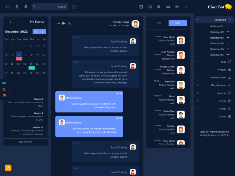 Chatbot Software Dashboard Bootstrap 5 UI framework