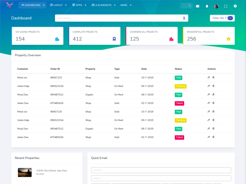 Real Estate Dashboard for Property Portal Bootstrap 5