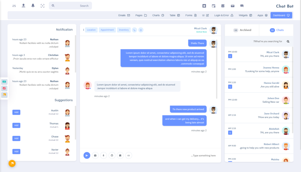 Chatbot Software Dashboard Bootstrap 5 UI framework