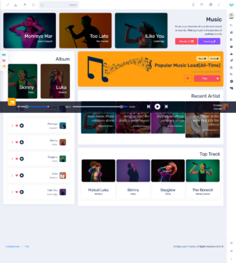 Unique Music Admin Dashboard in Bootstrap 5 UI framework