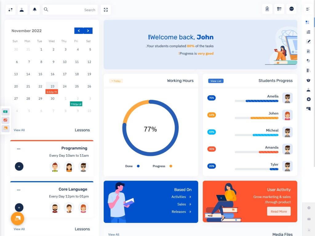 Most Amazing RTL Mini Sidebar Light Bootstrap Dashboard - EduAdmin