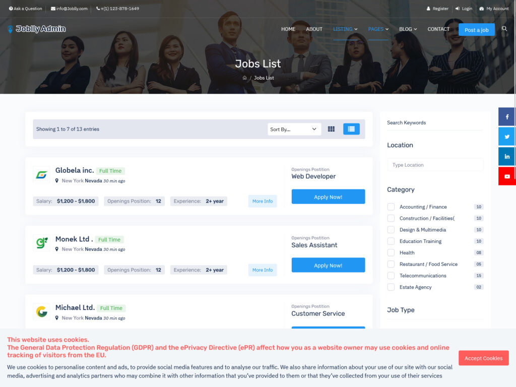Job Board Dashboard Template Bootstrap Admin Dashboard