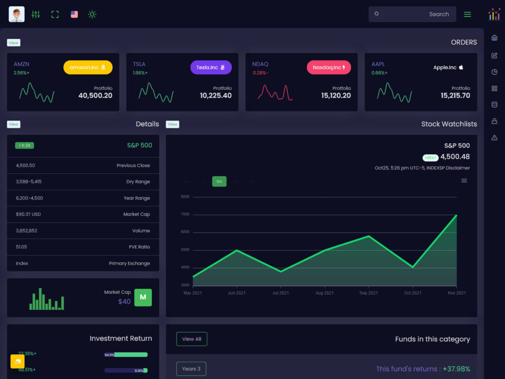 Investment Portfolio Management dashboard HTML Template