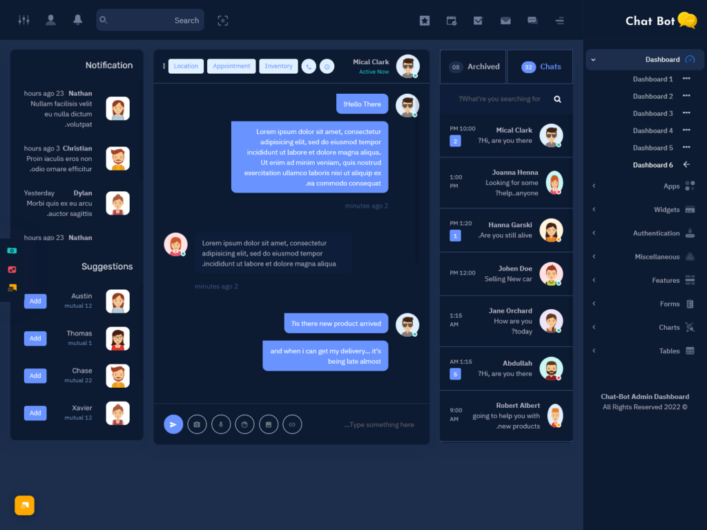 Discover New Chatbot Dashboard with Software UI framework