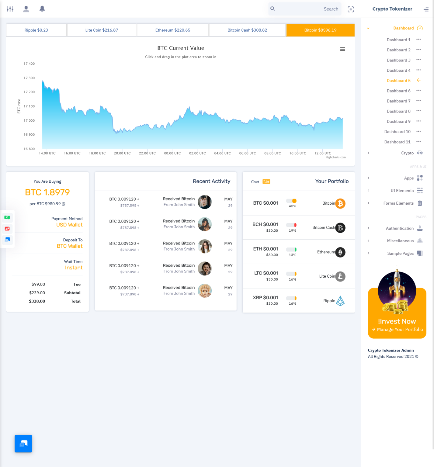 Efficiently Manage your Cryptocurrency Dashboards Ui framework